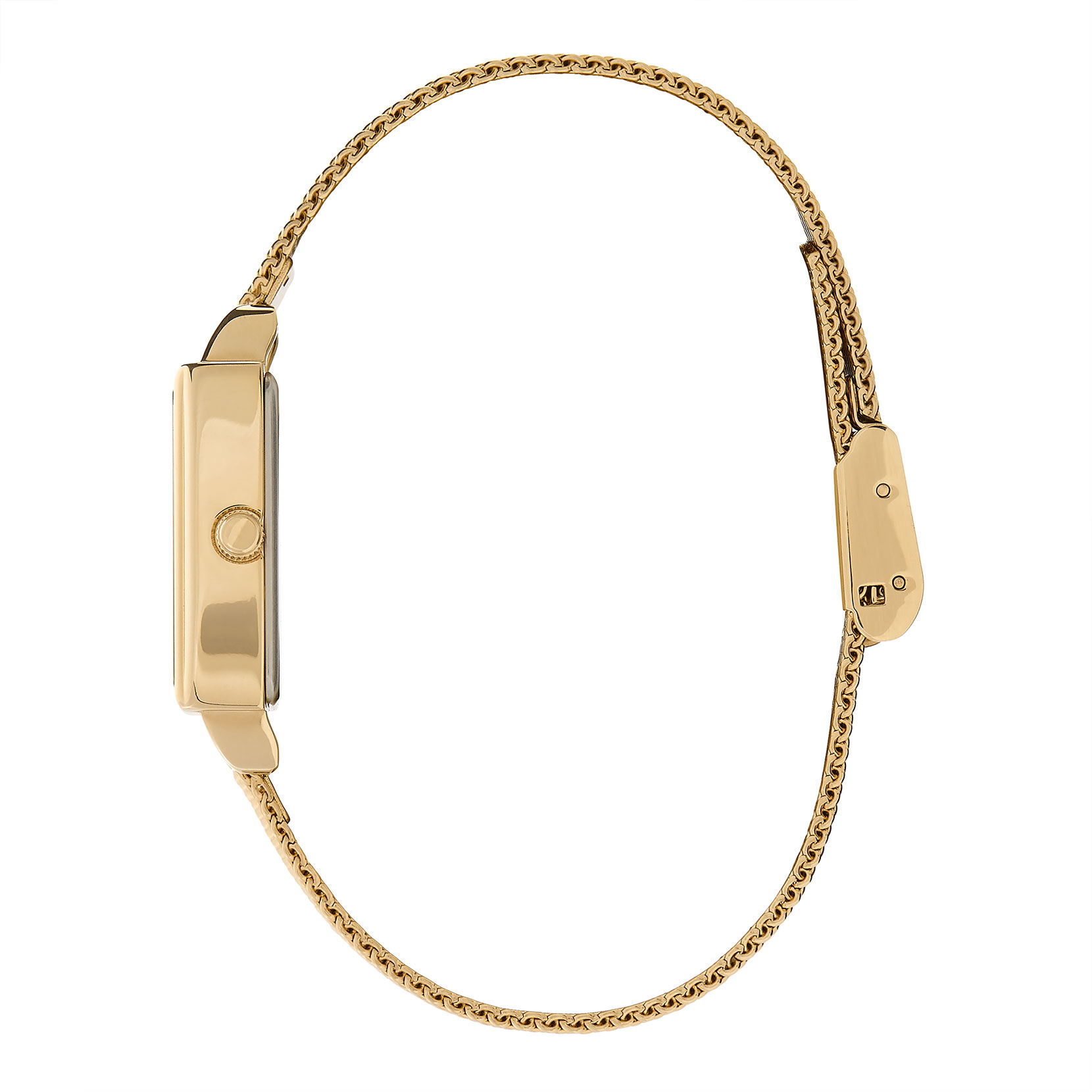 Townhouse 21mm Rectangle White & Gold Mesh Watch | Olivia Burton London