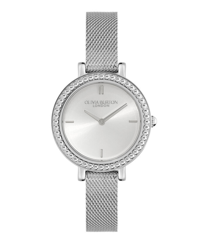 Classic 30mm Vintage Bead Silver Mesh Watch | Olivia Burton London