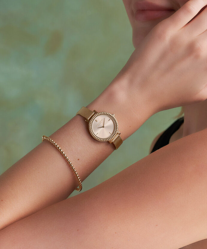 Classic 30mm Vintage Bead Gold Mesh Watch | Olivia Burton London