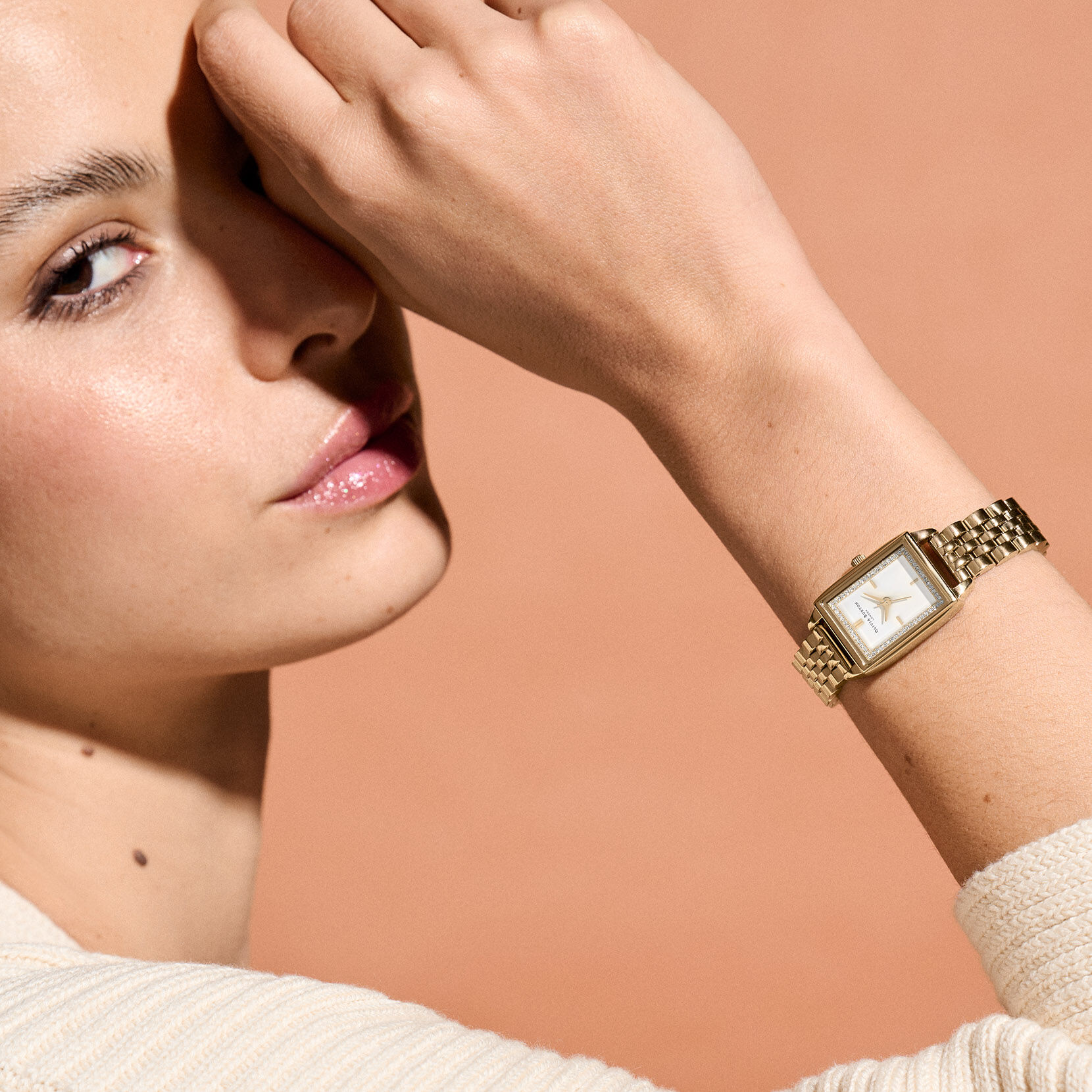 Townhouse 21mm Rectangle White & Gold Bracelet Watch | Olivia Burton London