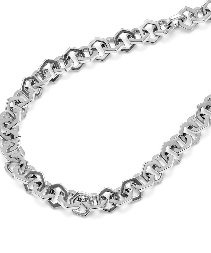 Signature Honeycomb Silver Link Necklace | Olivia Burton London