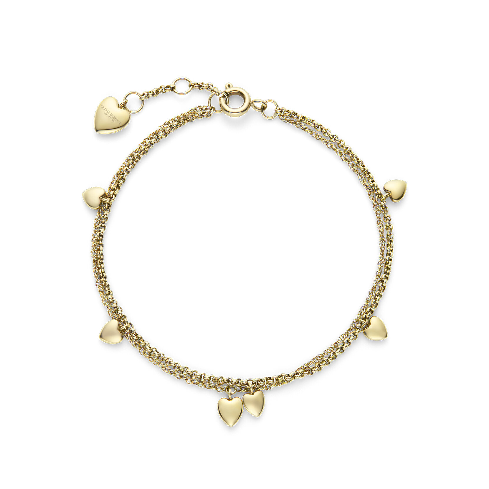 Classic Mini Heart Gold Plated Double Chain Bracelet | Olivia Burton London